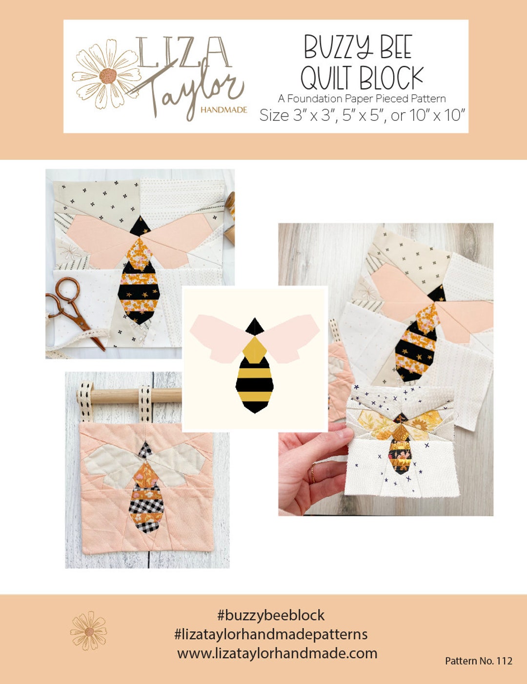 Bee FPP Pattern PDF Download Foundation Paper Piecing - Etsy