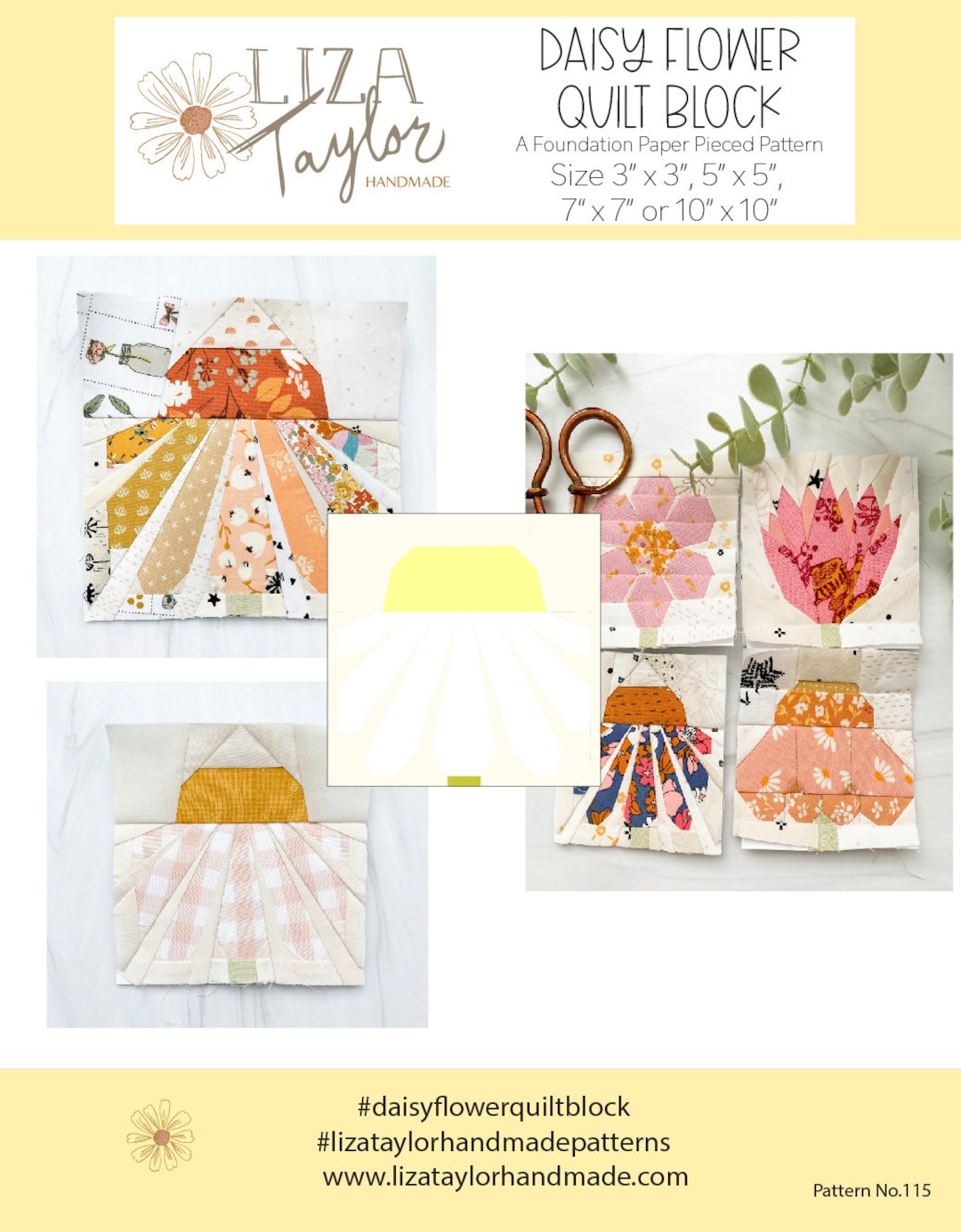 Daisy FPP Pattern - PDF Download - Foundation Paper Piecing - Etsy