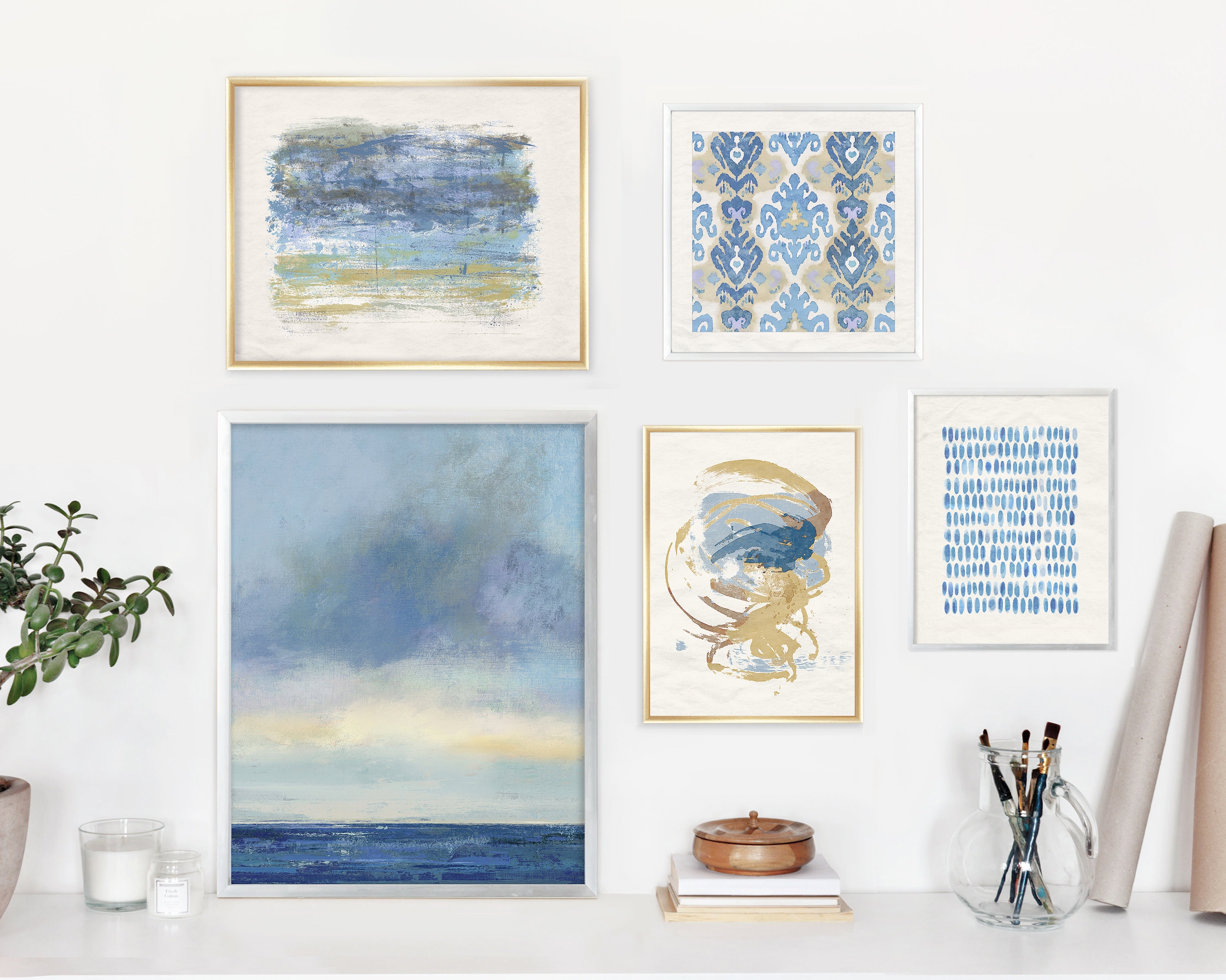 Gallery Wall Set of 5 Blue Gallery Wall Giclee Prints Blue - Etsy UK