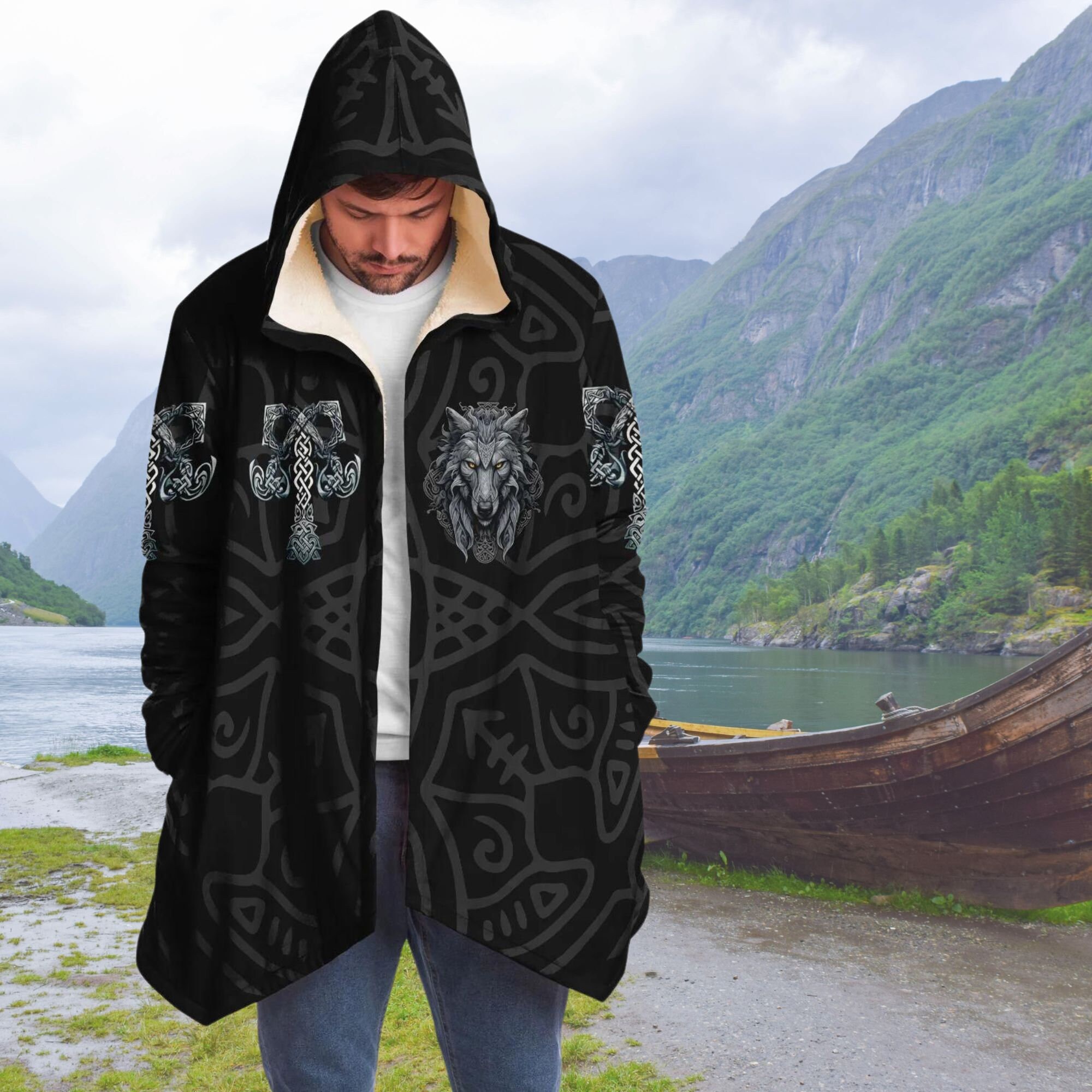 Fenrir Viking Wolf Hooded Cloak Viking Styled Cape Viking - Etsy