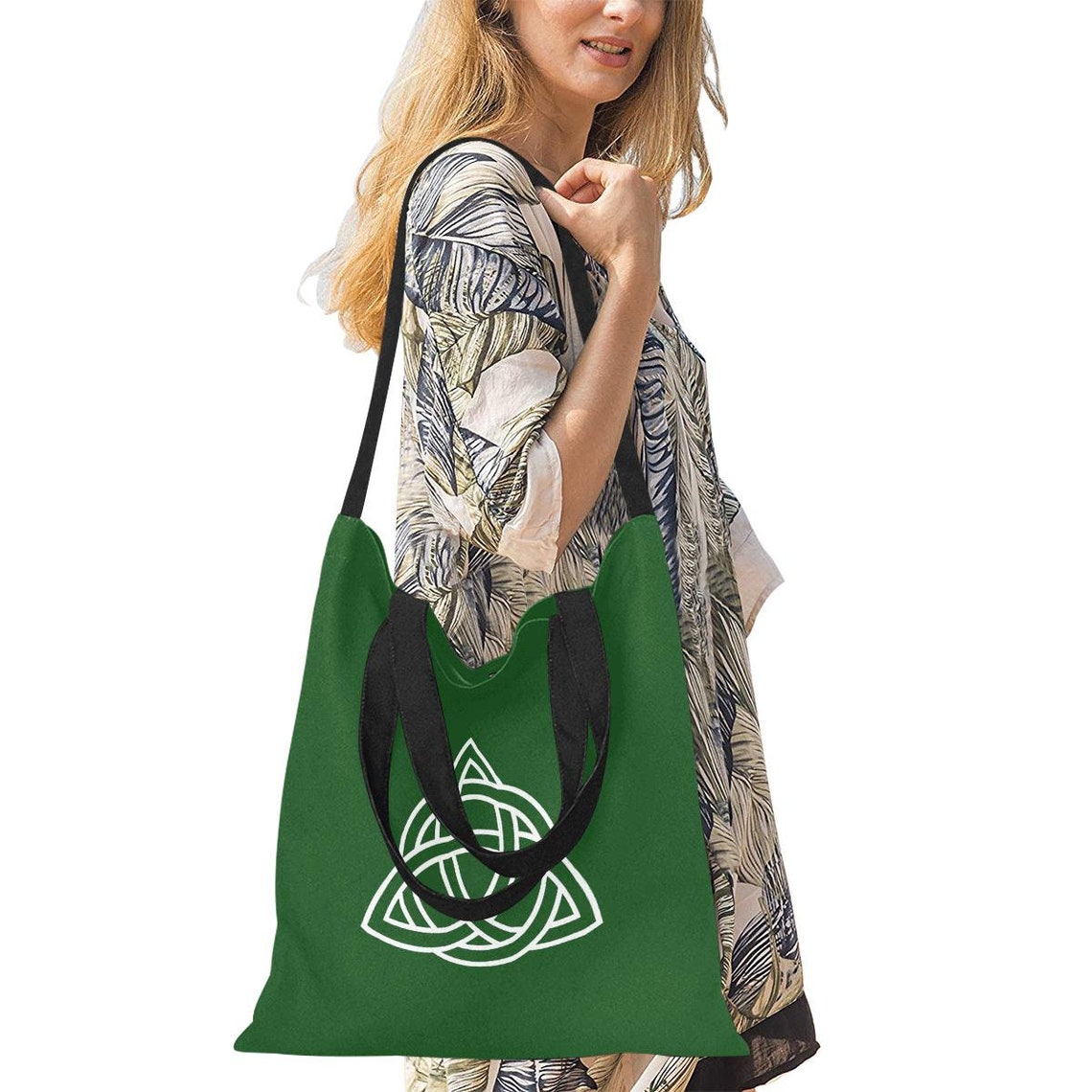 Celtic Knot Tote Bag, Celtic Knot Canvas Tote Bag, Green Celtic Design ...