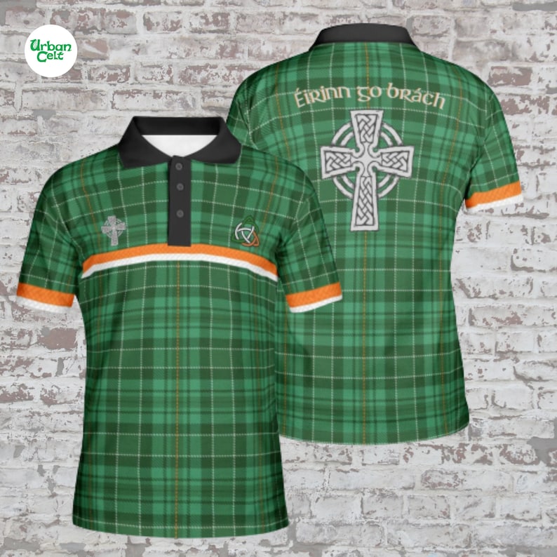 Irish Patriot, Ireland Forever, Green Tartan Ireland Polo Shirt, Irish ...