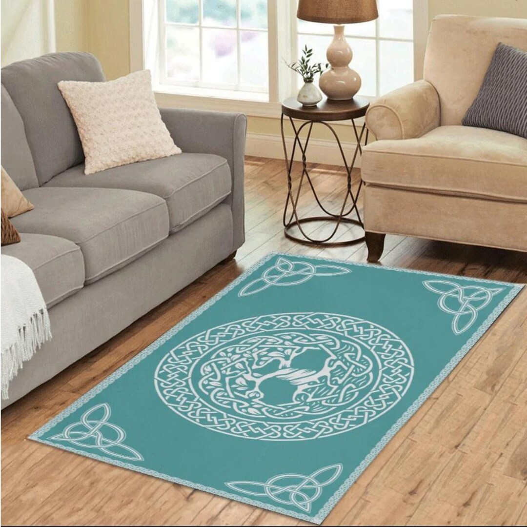 Celtic Knot Style Area Rug, Celtic Norse Floor Rug, Irish Design Area ...