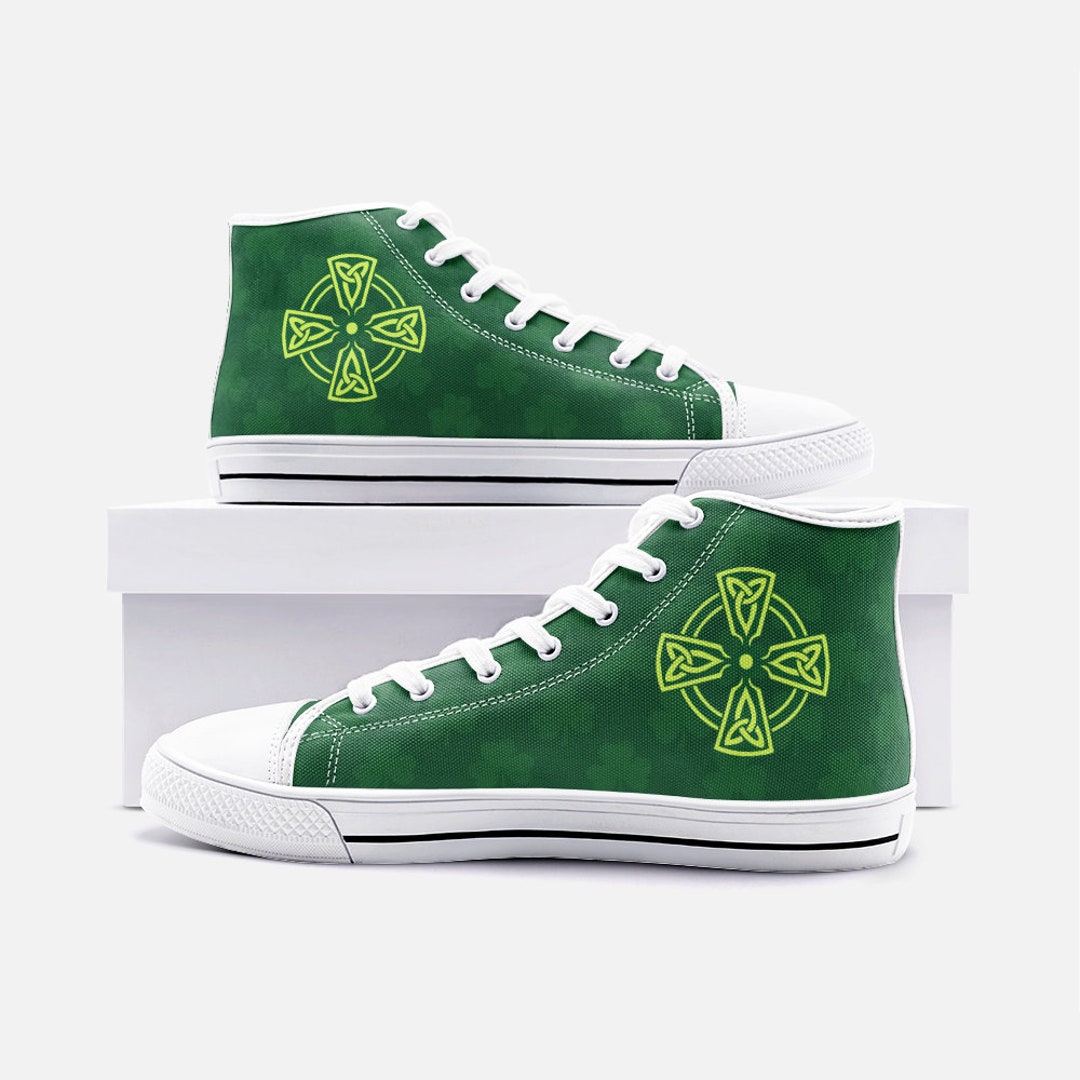 Celtic Cross High Tops, Celtic Canvas Shoes, Shamrock and Celtic Cross ...