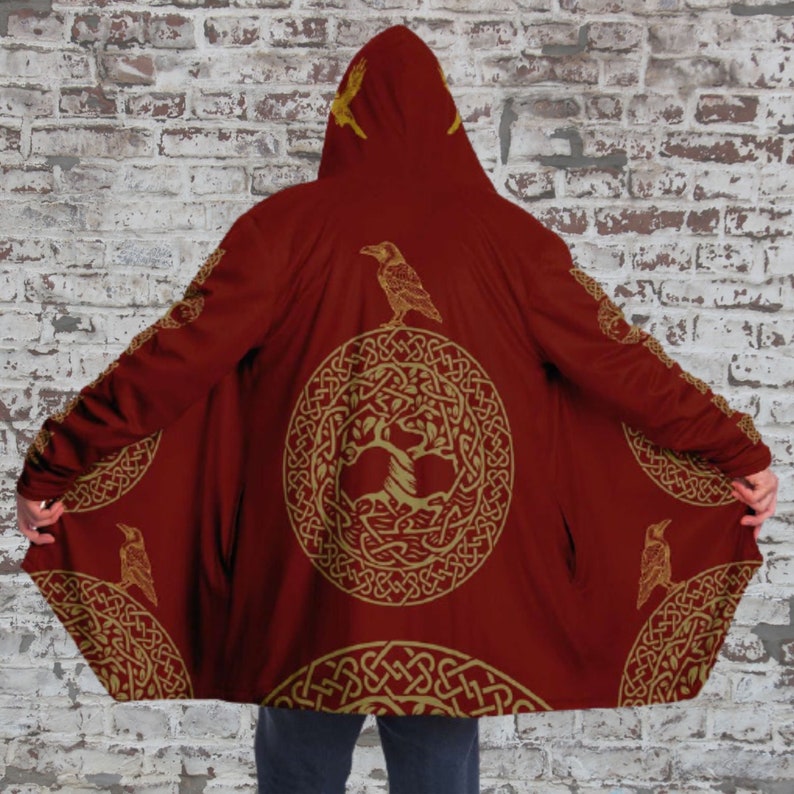 Odin's Raven Cloak, Yggdrasil Tree of Life Cape, Medieval Cloak, Norse ...