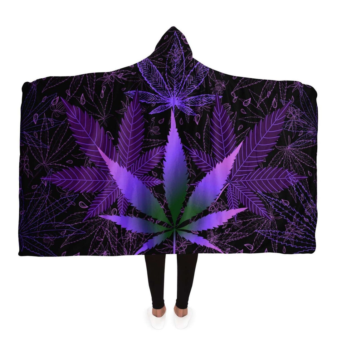 Trippy Cannabis Hooded Blanket, Premium Stoner Hoodie, Psychedelic Weed, Marijuana High Vibes ...