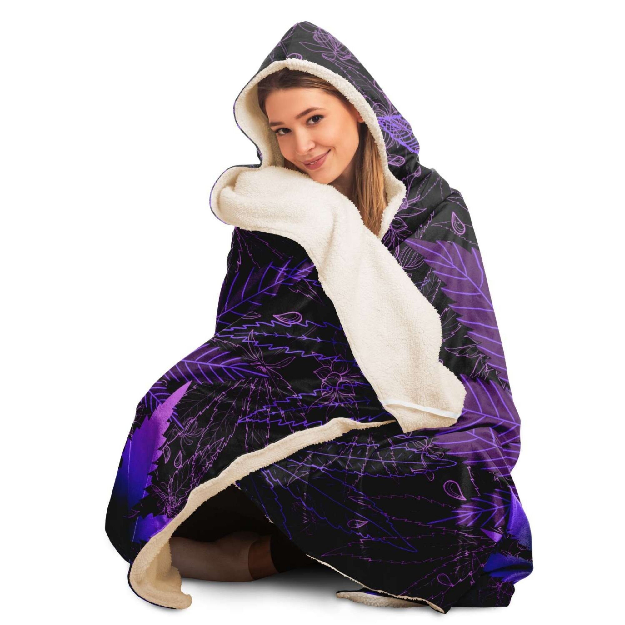 Trippy Cannabis Hooded Blanket, Premium Stoner Hoodie, Psychedelic Weed, Marijuana High Vibes ...