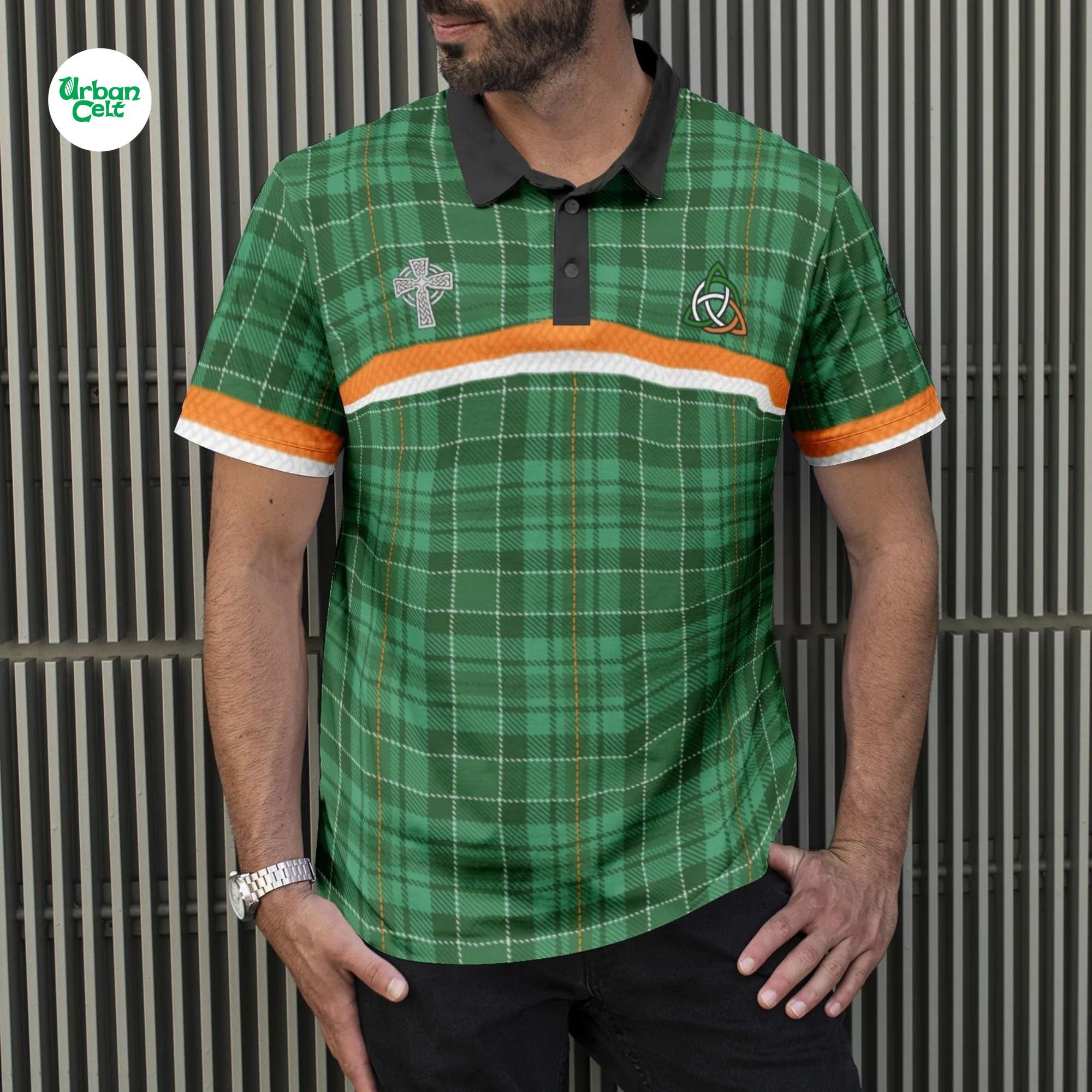 Irish Patriot, Ireland Forever, Green Tartan Ireland Polo Shirt, Irish ...