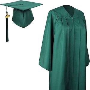 2024 Matte Forest Green Cap and Gown W/ Matching Tassel | Sizes 4'6 - 6 ...