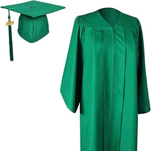 2024 Matte Emerald Green Cap and Gown W/ Matching Tassel | Sizes 4'6 ...