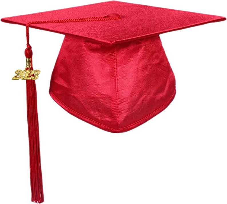 Shiny Red Graduation Cap With Tassel 2024 Date Drop Blank Grad Cap for ...