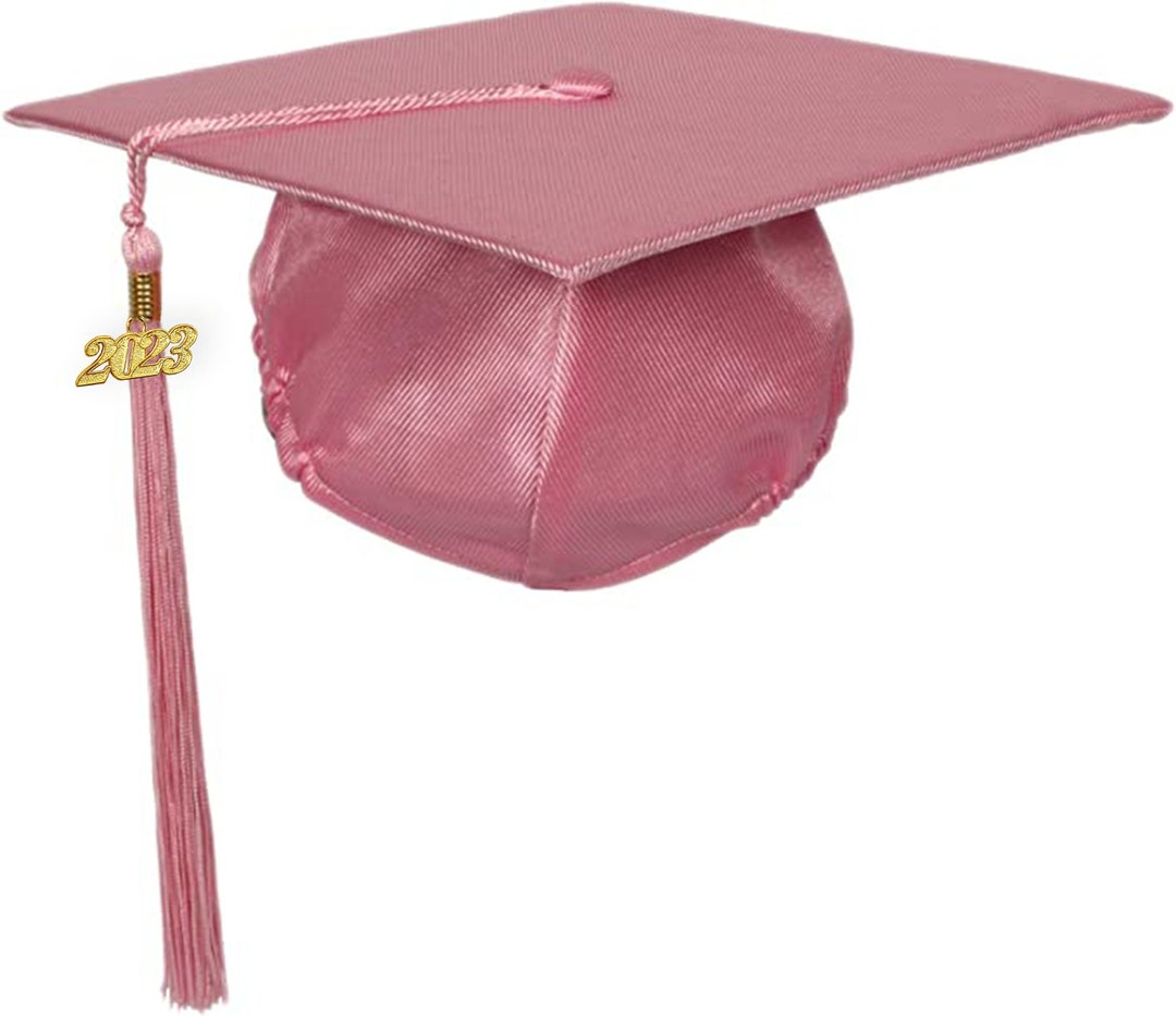Shiny Pink Graduation Cap With Tassel and Gold Year Charm | Blank Grad ...
