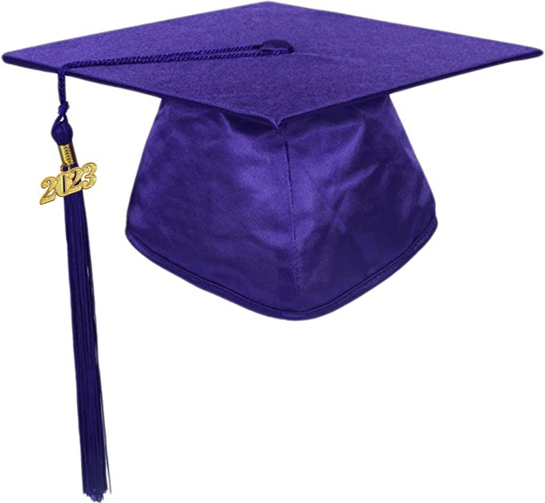 Shiny Purple Graduation Cap With Tassel 2025 Date Drop | Blank Grad Cap ...