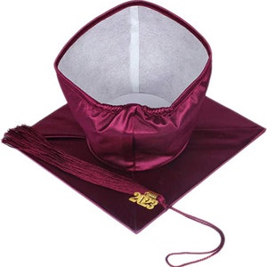 Shiny Maroon Graduation Cap With Tassel 2024 Date Drop | Blank Grad Cap ...