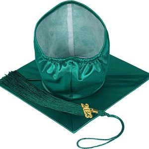 Kids Shiny Dark Green Graduation Cap W/ Tassel 2024 Date Drop Blank ...