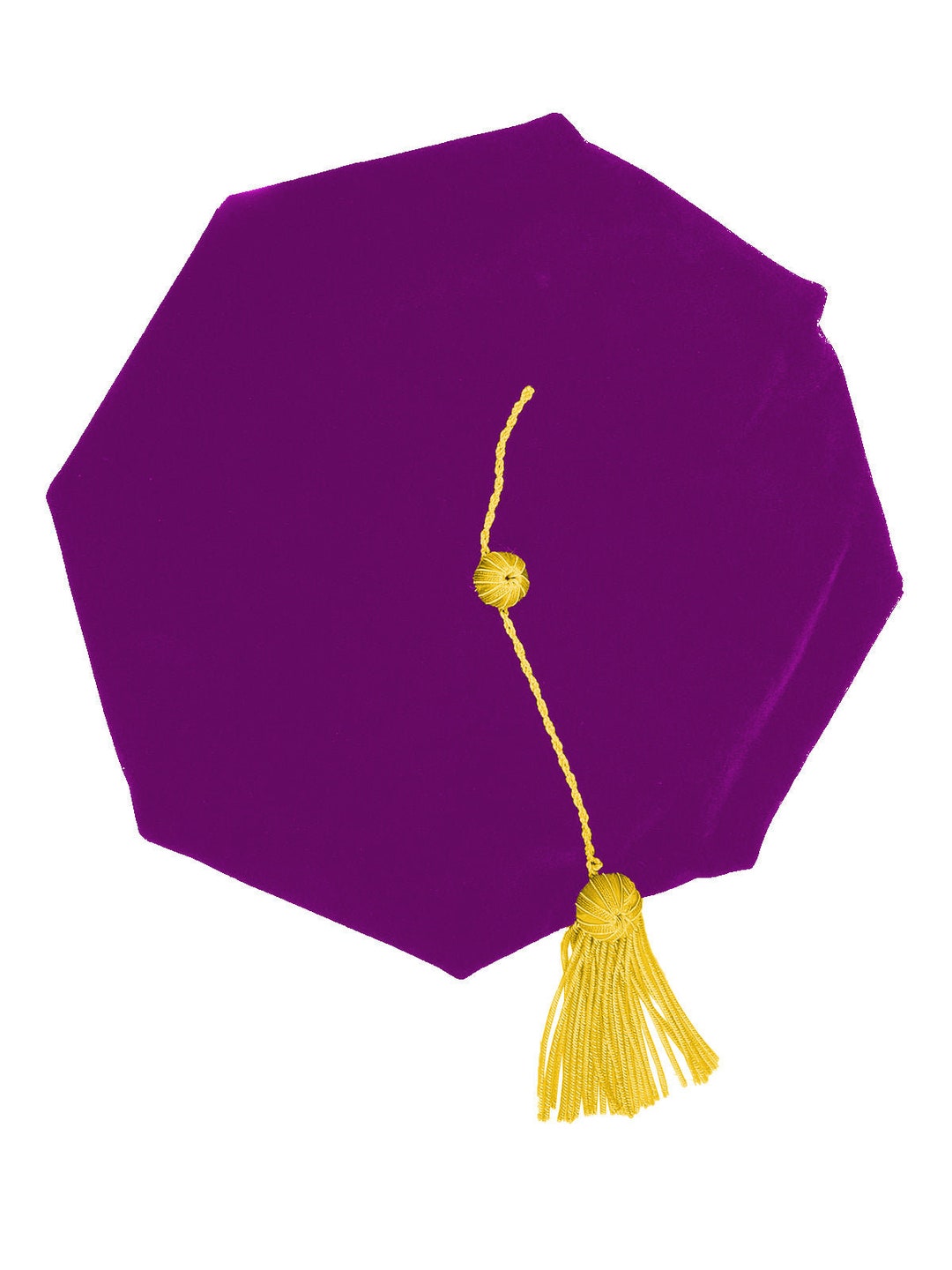 Purple 8 Sided Velvet Tam With Gold Bullion Tassel Graduation Doctorate ...