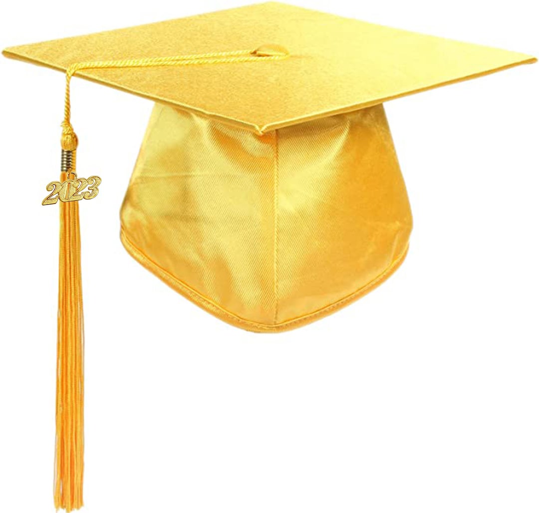 Shiny Gold Graduation Cap With Tassel 2024 Date Drop | Blank Grad Cap ...