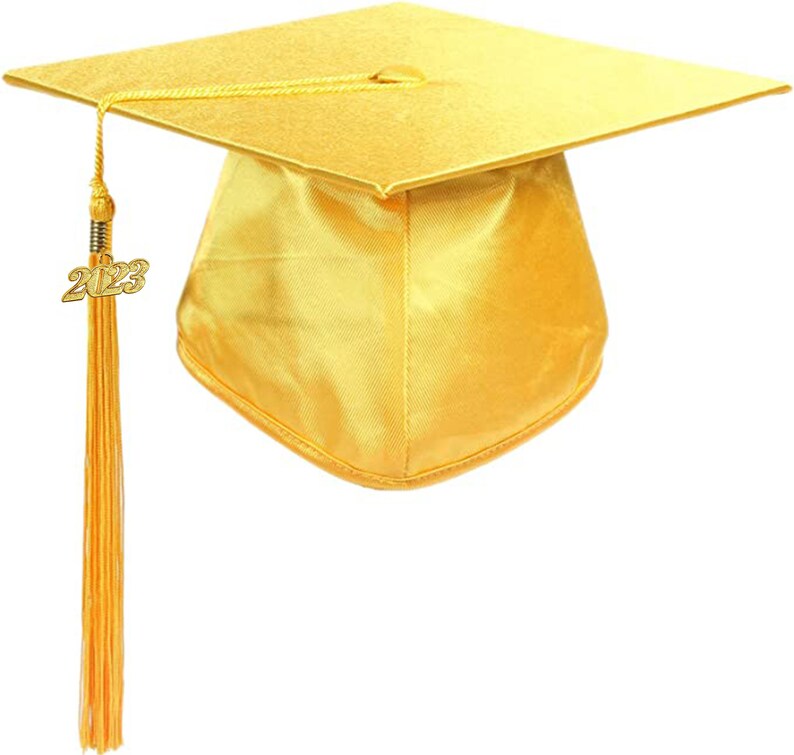 Shiny Gold Graduation Cap With Tassel 2024 Date Drop Blank Grad Cap for ...