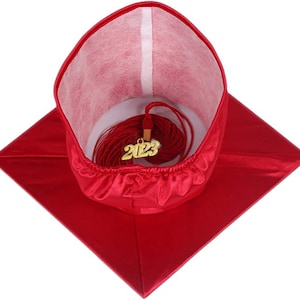 Shiny Red Graduation Cap With Tassel 2024 Date Drop | Blank Grad Cap ...