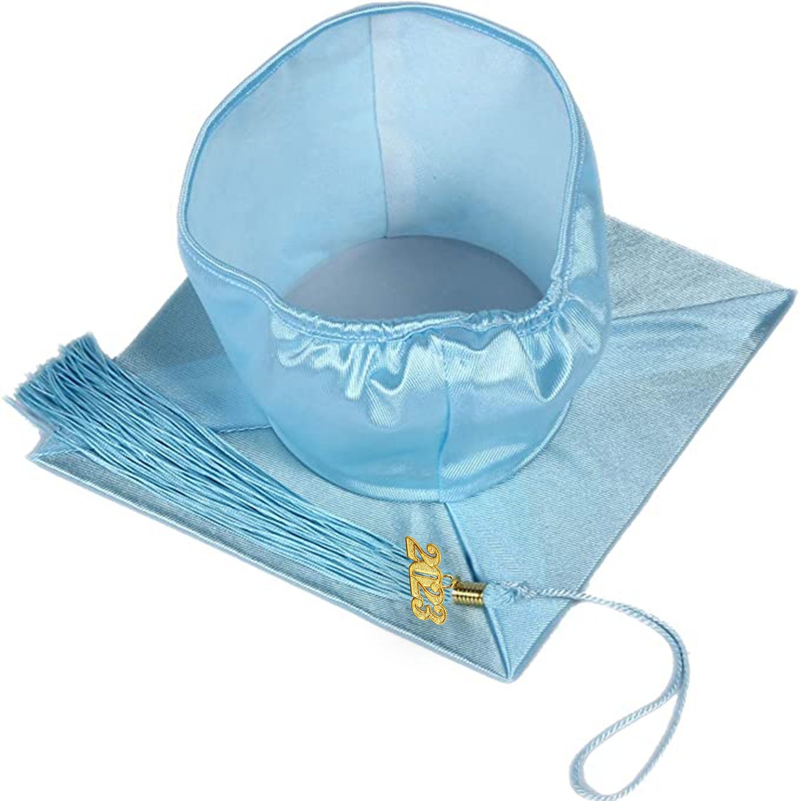 Shiny Light Blue Graduation Cap With Tassel 2023 Date Drop - Etsy