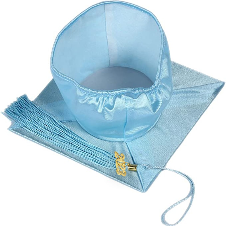 Shiny Light Blue Graduation Cap With Tassel 2023 Date Drop - Etsy
