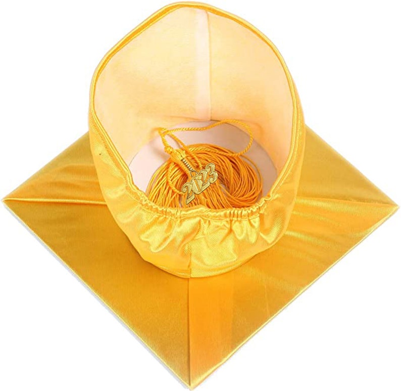 Shiny Gold Graduation Cap With Tassel and Gold Year Charm | Blank Grad ...