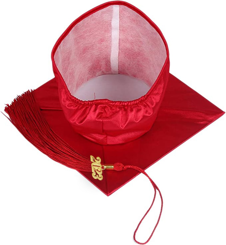 Shiny Red Graduation Cap With Tassel 2024 Date Drop Blank Grad Cap for ...