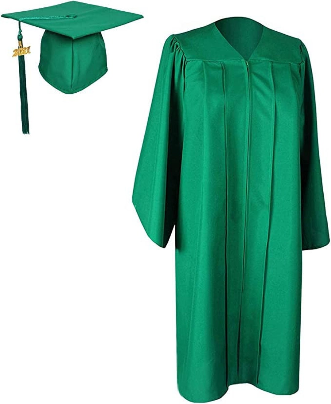 2024 Matte Emerald Green Cap and Gown W/ Matching Tassel | Sizes 4'6 ...