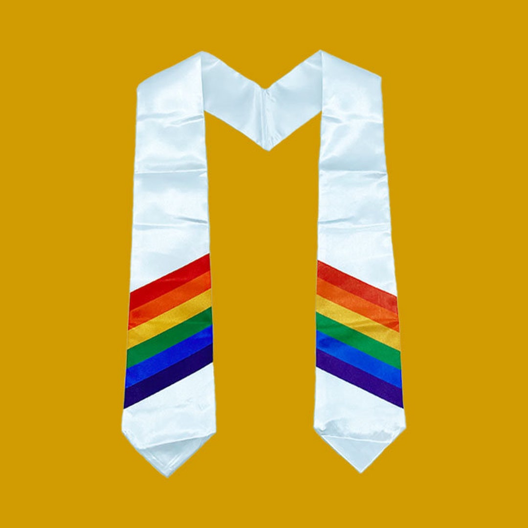 Satin Rainbow Graduation Stole for Adults LGBTQ+ Ally, GSA | Grad Sash ...