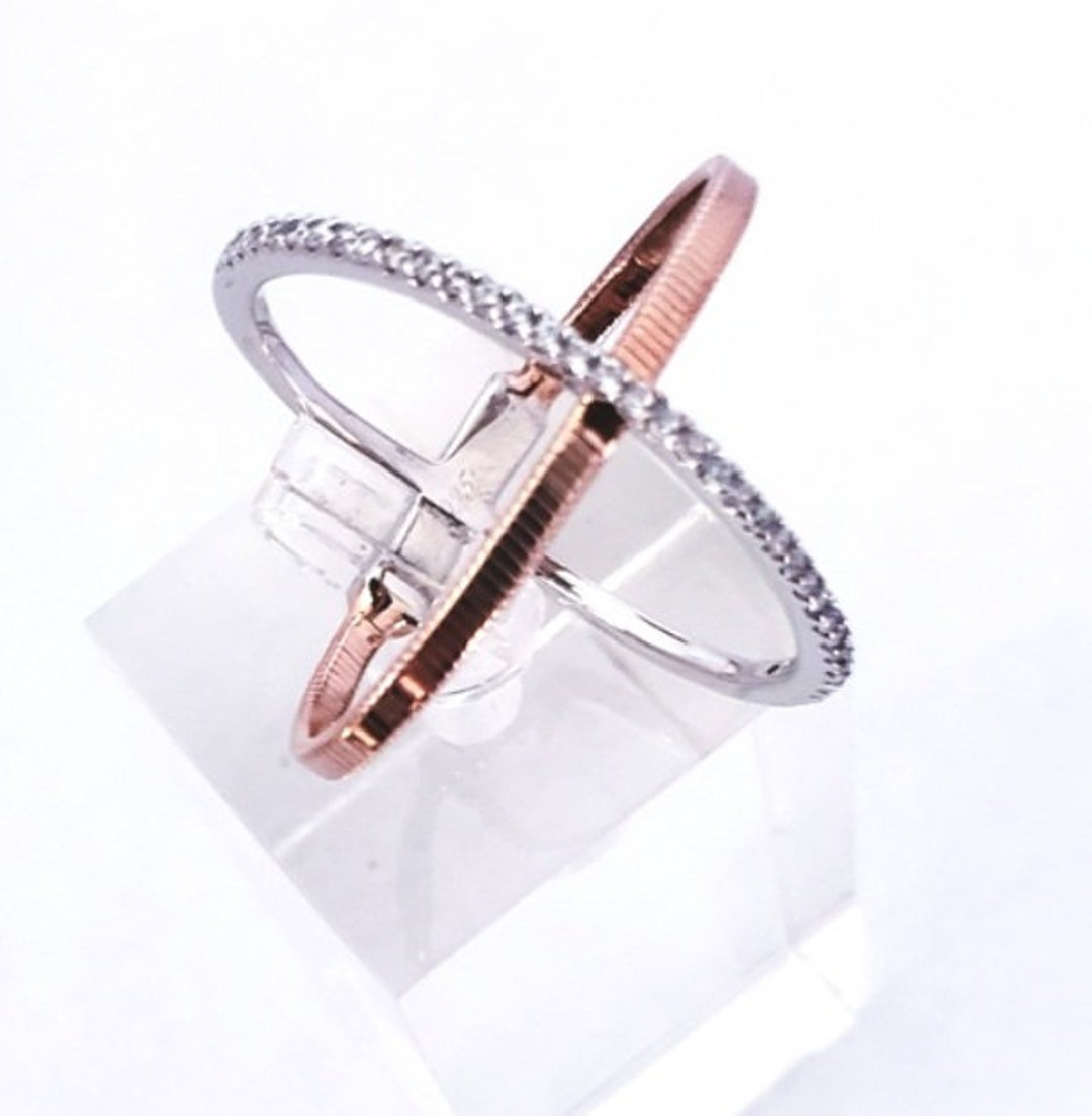 Rose Gold Cross Over Ring for Women, Oval Shaped Bridesmaid Gift, Thin ...