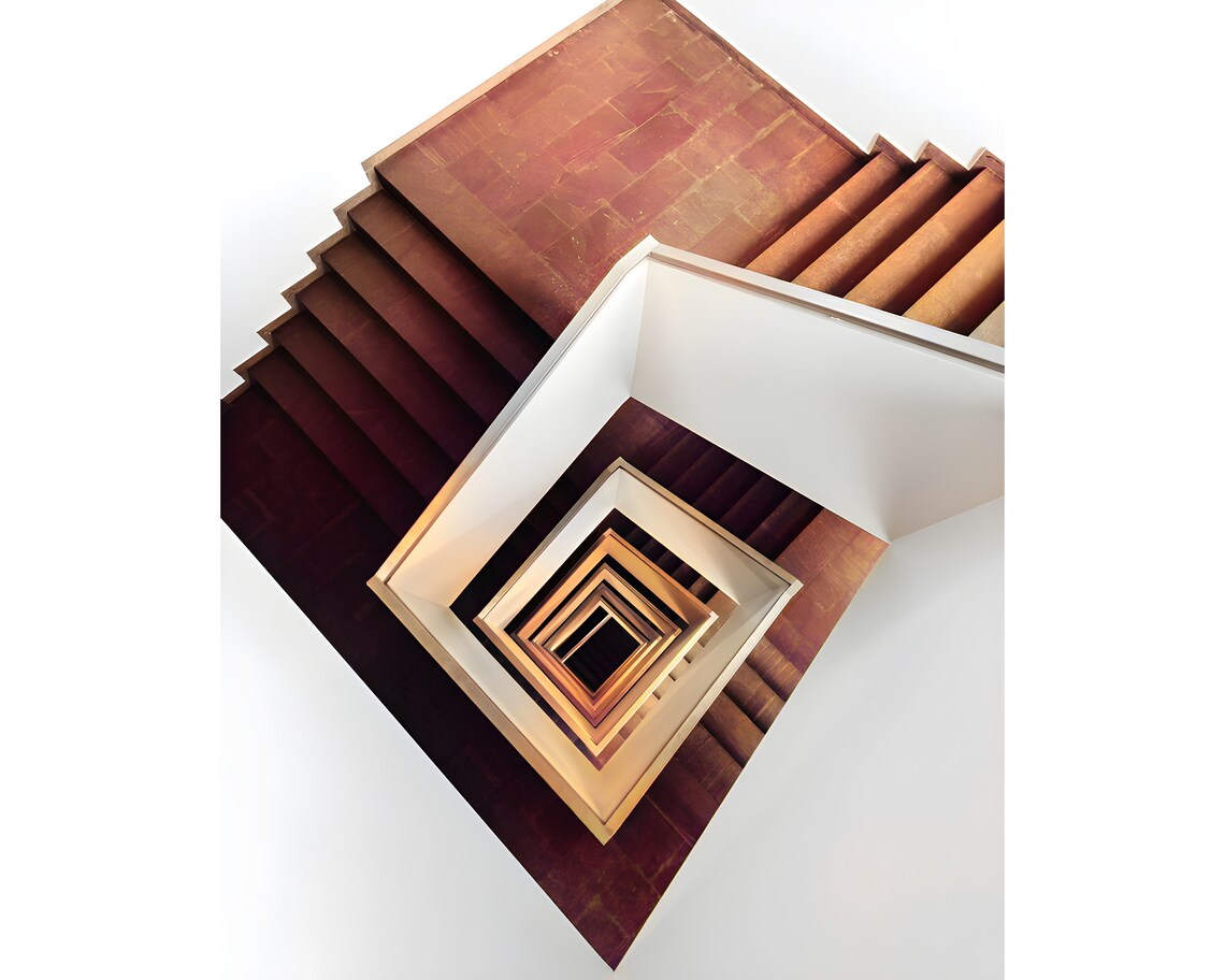 Geometric Stairs Photo, Spiral Staircase Looking Down, Abstract Art ...