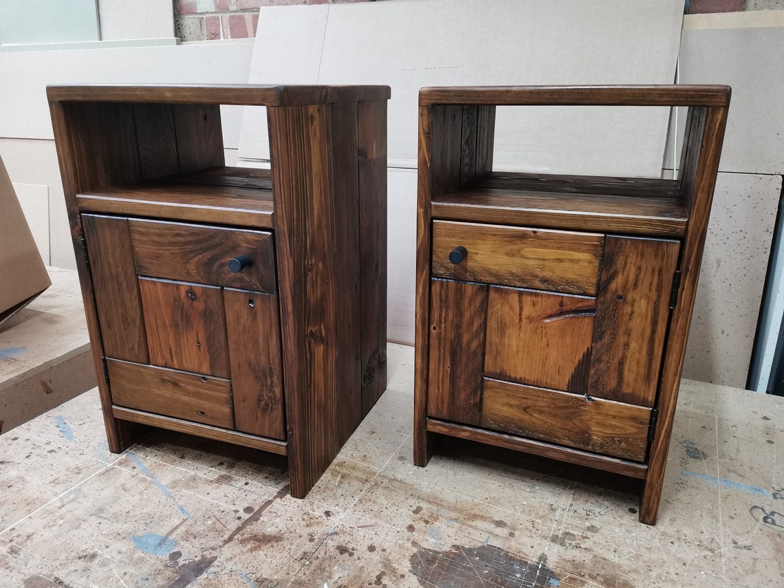 Rustic Bedside Table - Etsy UK
