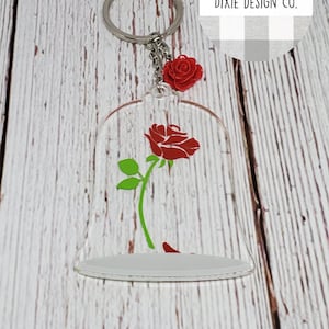 Rose Keychain, Magic Rose, Rose, Falling Petals, Acrylic Keychain, Cute ...
