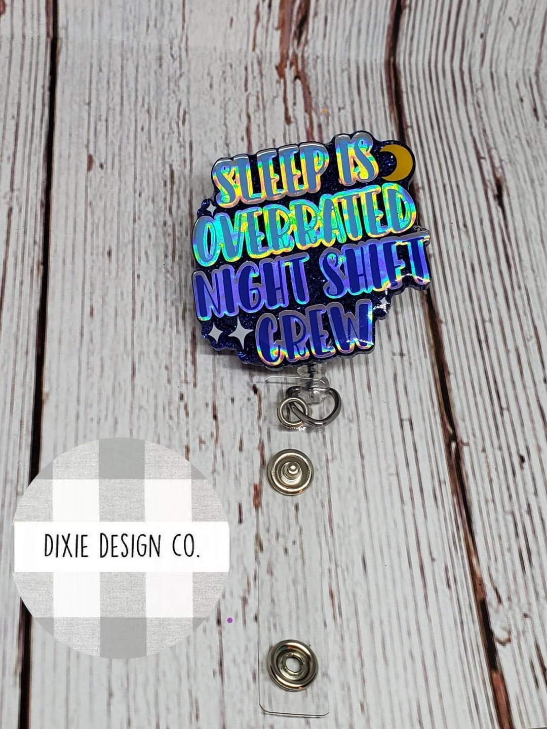 Sleep is Overrated Badge Reel, Night Shift Crew Badge, Badge Reel ...