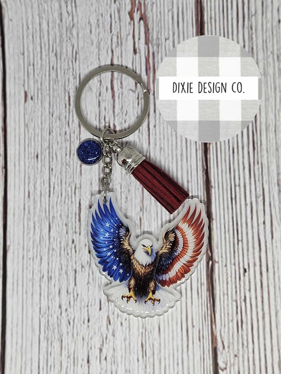 Eagle Keychain, Eagle Badge Reel, Eagle, American Flag, Fourth of July ...