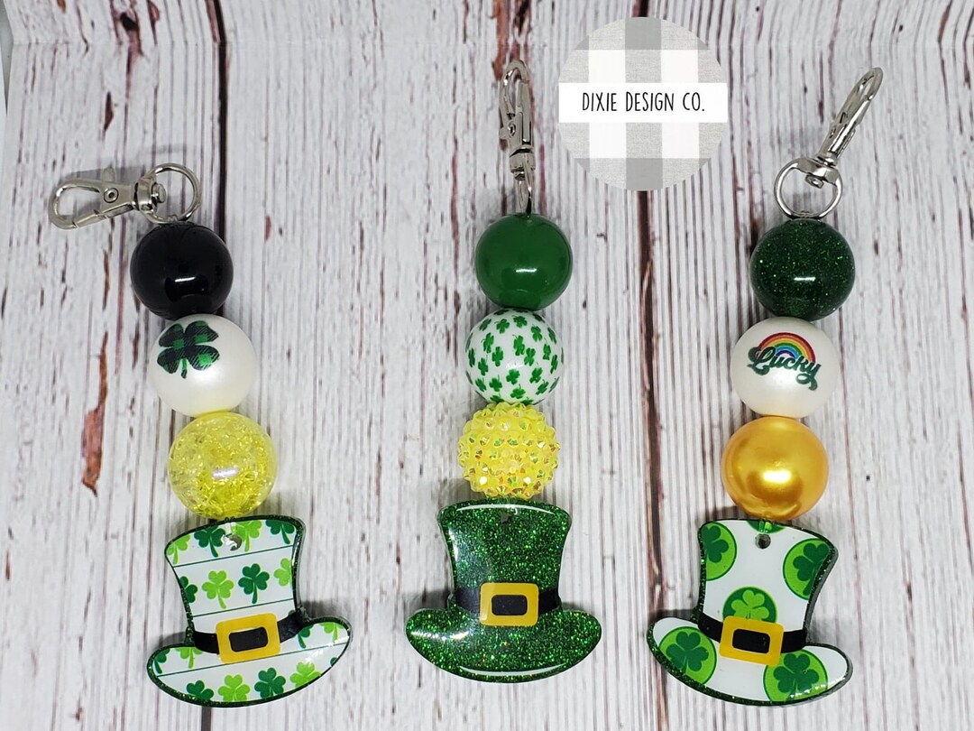St. Patrick's Day Beaded Keychain, St. Patty's Day Keychain, Saint ...