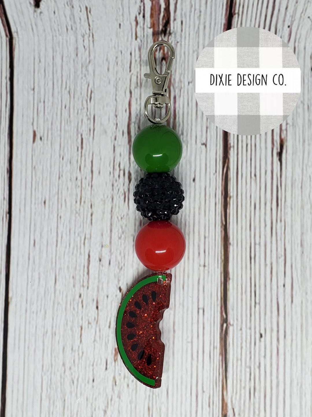 Watermelon Keychain, Watermelon Beaded Keychain, Beaded Keychain ...