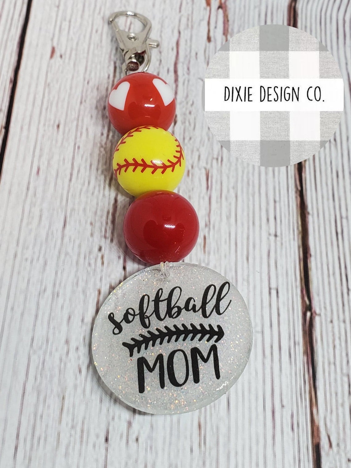 Softball Mom Beaded Keychain Mom Keychain Softball Mom - Etsy