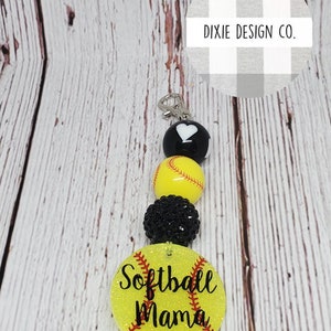 Softball Mama Beaded Keychain, Mom Keychain, Softball, Mom, Gift for ...