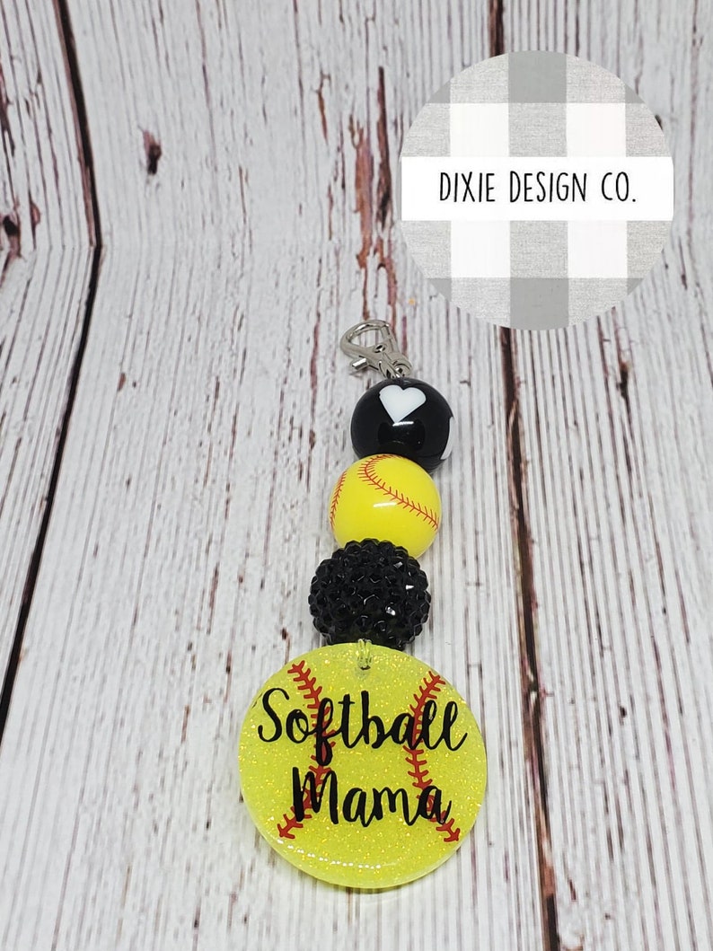 Softball Mama Beaded Keychain, Mom Keychain, Softball, Mom, Gift for ...