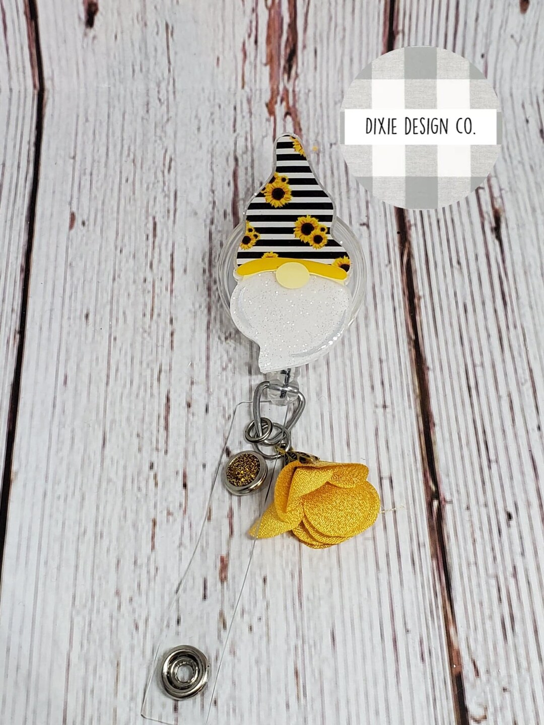 Sunflower Gnome Badge Reel, Sunflower, Gnome, Sunflower Gnome, Medical ...