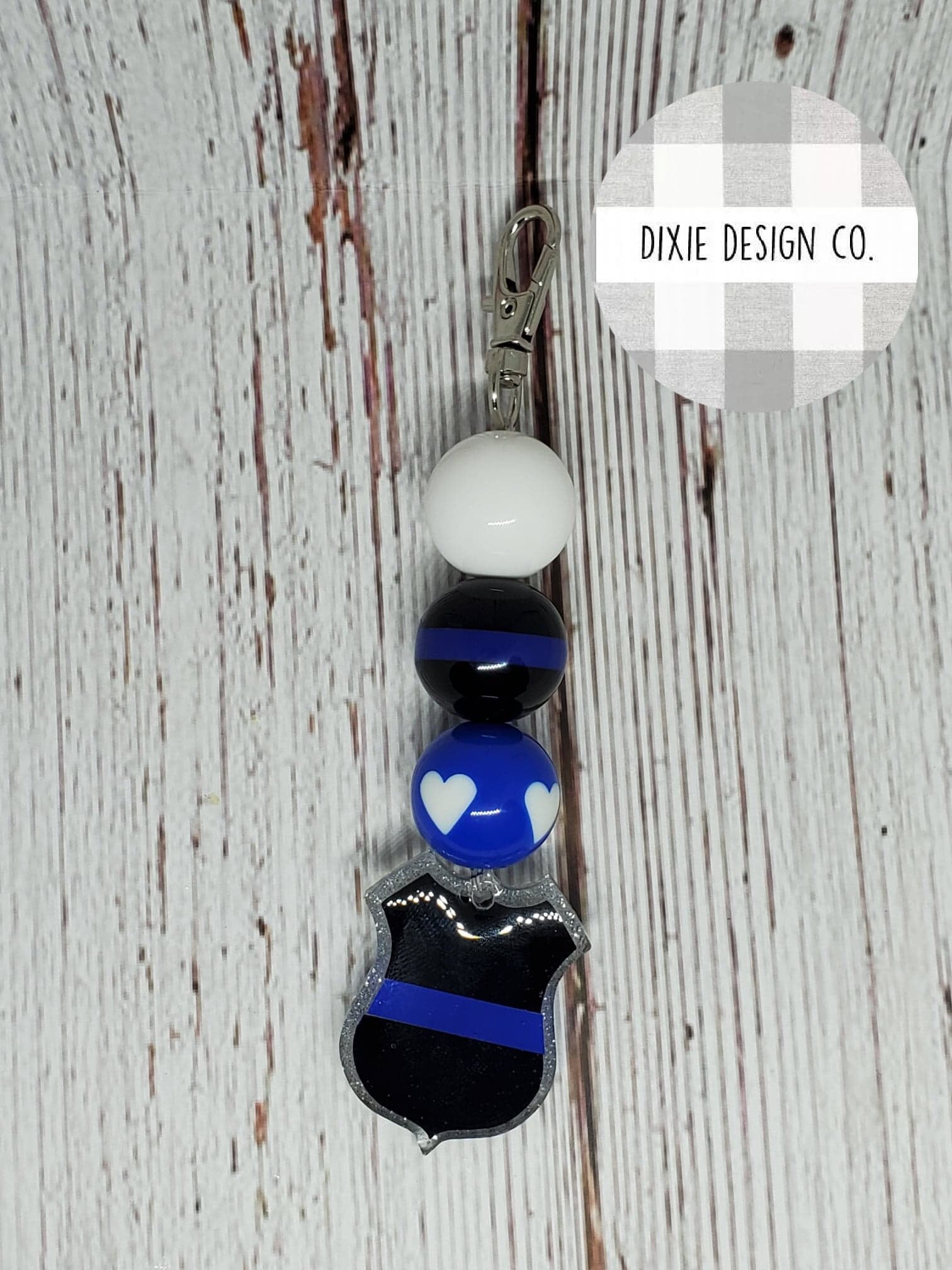 Police Keychain, Police Badge, Police Beaded Keychain, Bubblegum ...