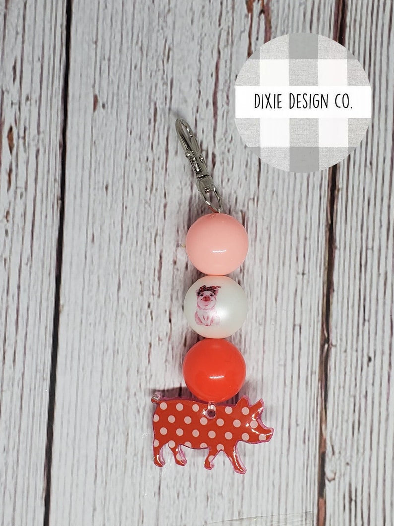 Pig Beaded Keychain Cute Pig Pig With Bandana Pig Keychain - Etsy