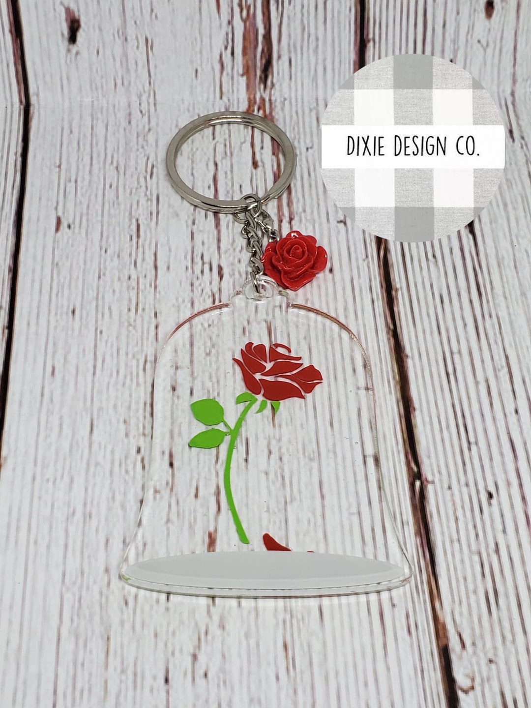 Rose Keychain, Magic Rose, Rose, Falling Petals, Acrylic Keychain, Cute ...