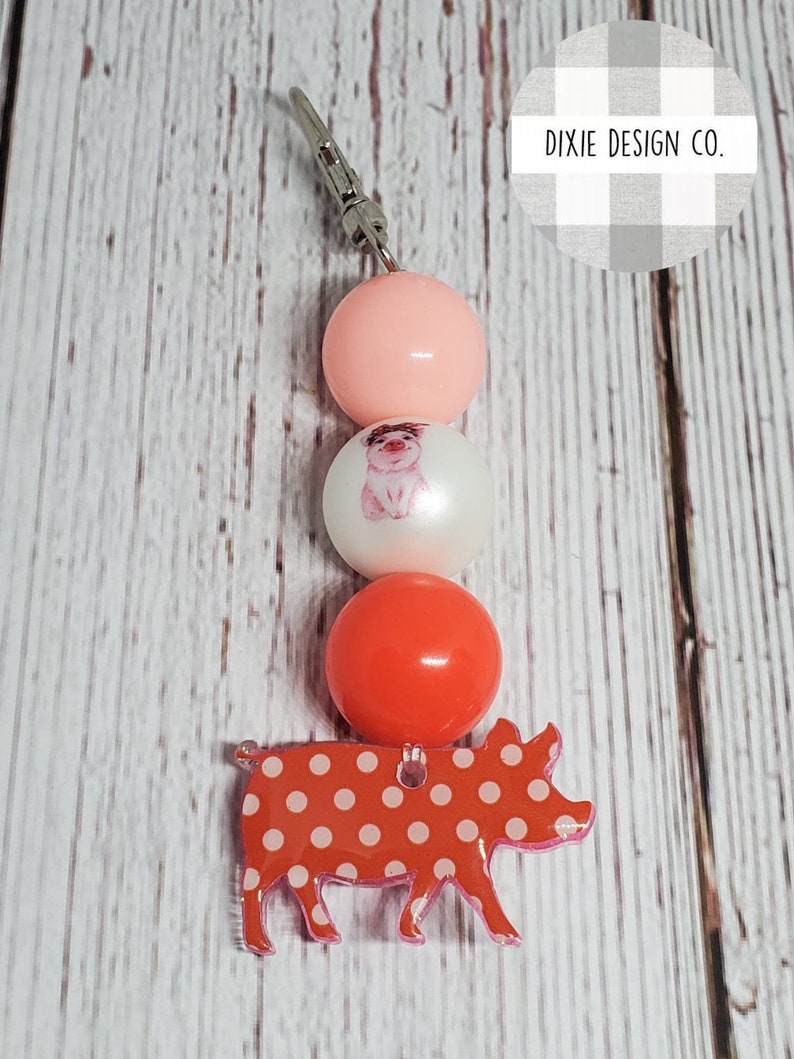 Pig Beaded Keychain, Cute Pig, Pig With Bandana, Pig Keychain, Pig ...