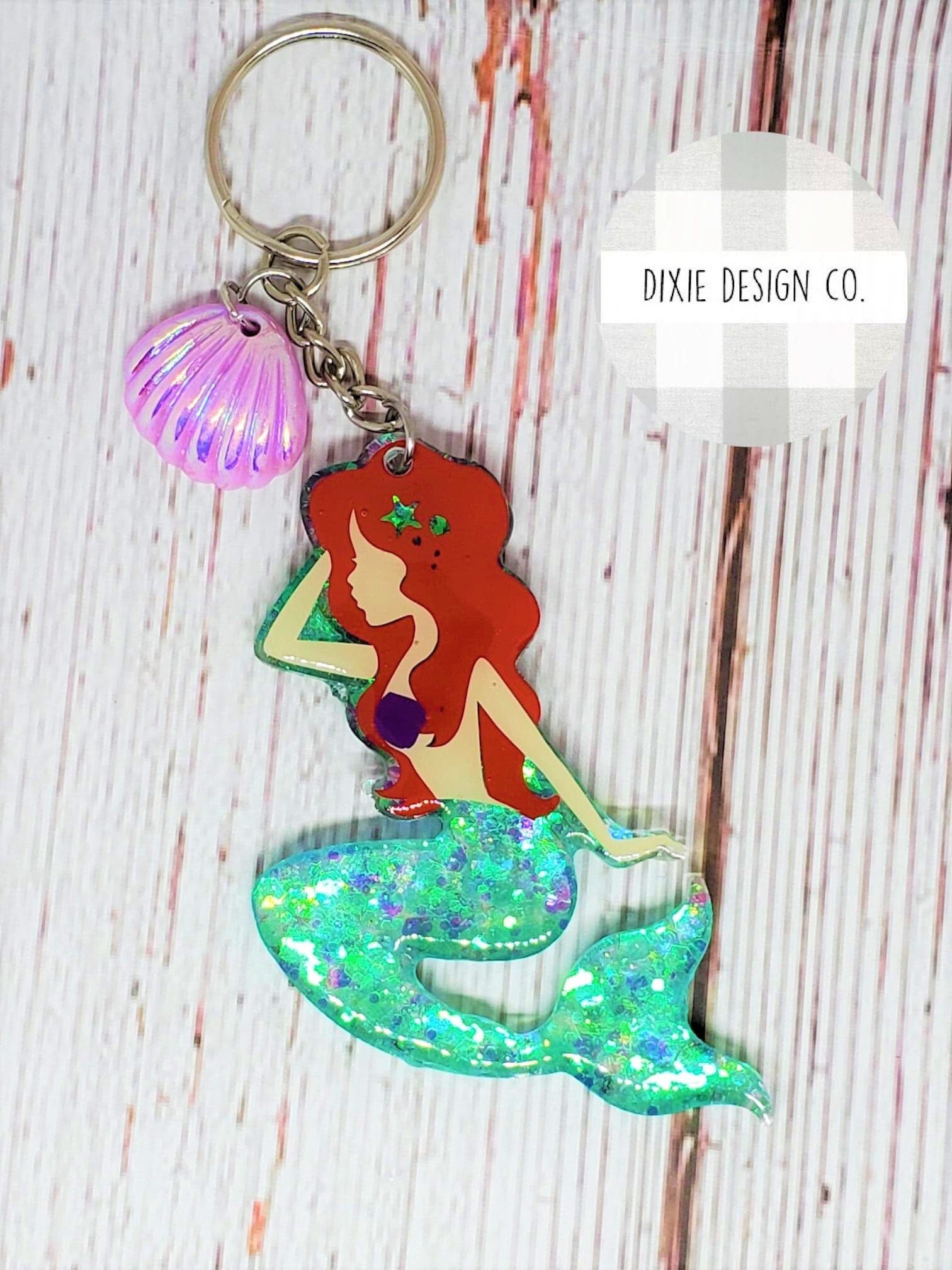 Mermaid Keychain Mermaid and Shell Keychain Cute Mermaid | Etsy