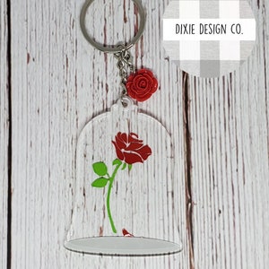 Rose Keychain, Magic Rose, Rose, Falling Petals, Acrylic Keychain, Cute ...