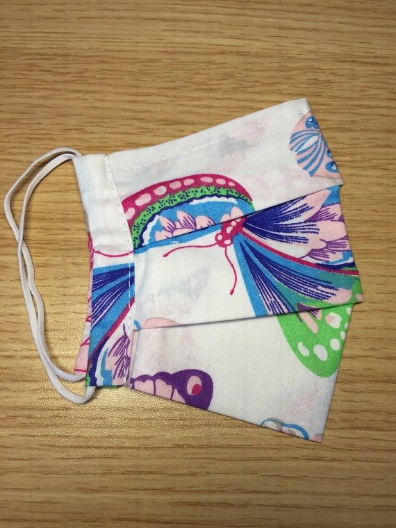 Butterfly homemade fabric face MASK with POCKET forFILTER | Etsy