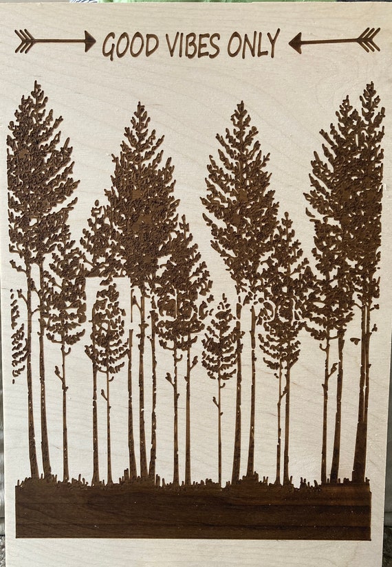 Good Vibes forest through trees enlarged | Etsy