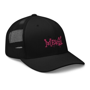 Messi Inter Miami Embroidered Trucker Hat: Black on Black Graffiti Cap ...